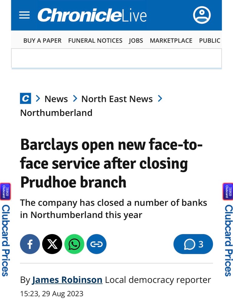 Barclays to retain face to face presence in Prudhoe – via Chron- 2023 ...