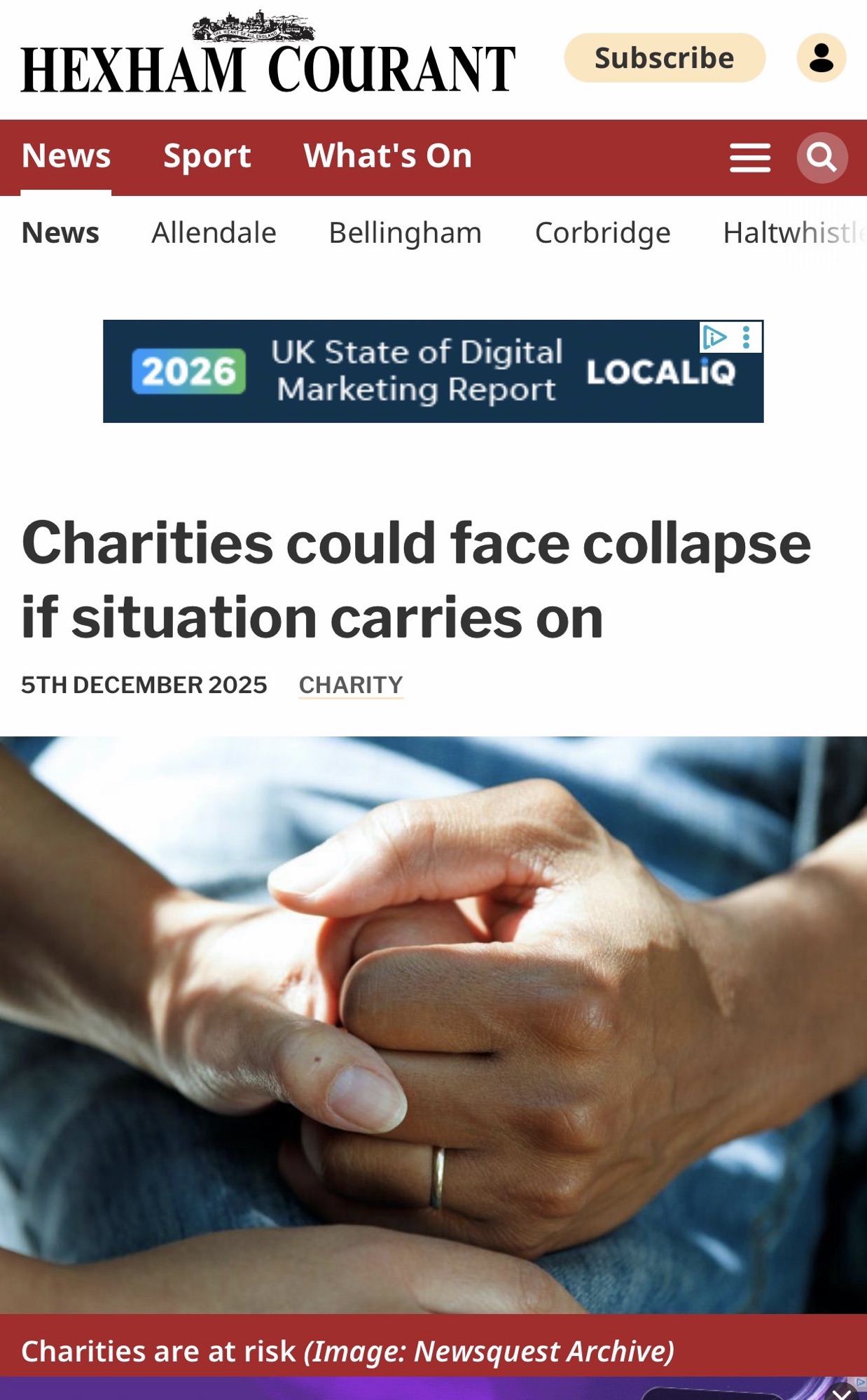 Charities could go into extinction – Prudhoe Matters